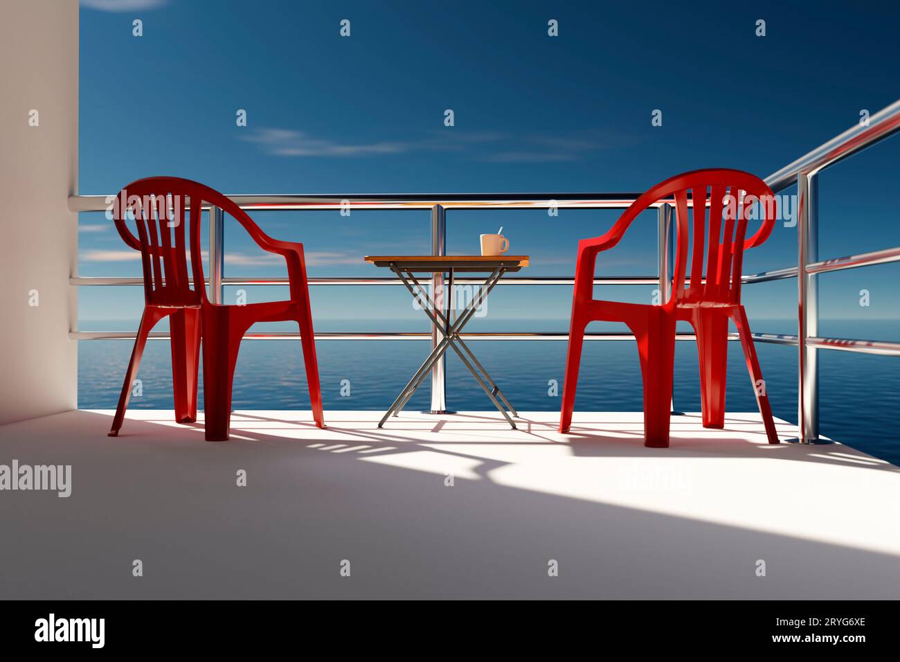 A beautiful view of the ocean from the veranda of a snow-white villa ...