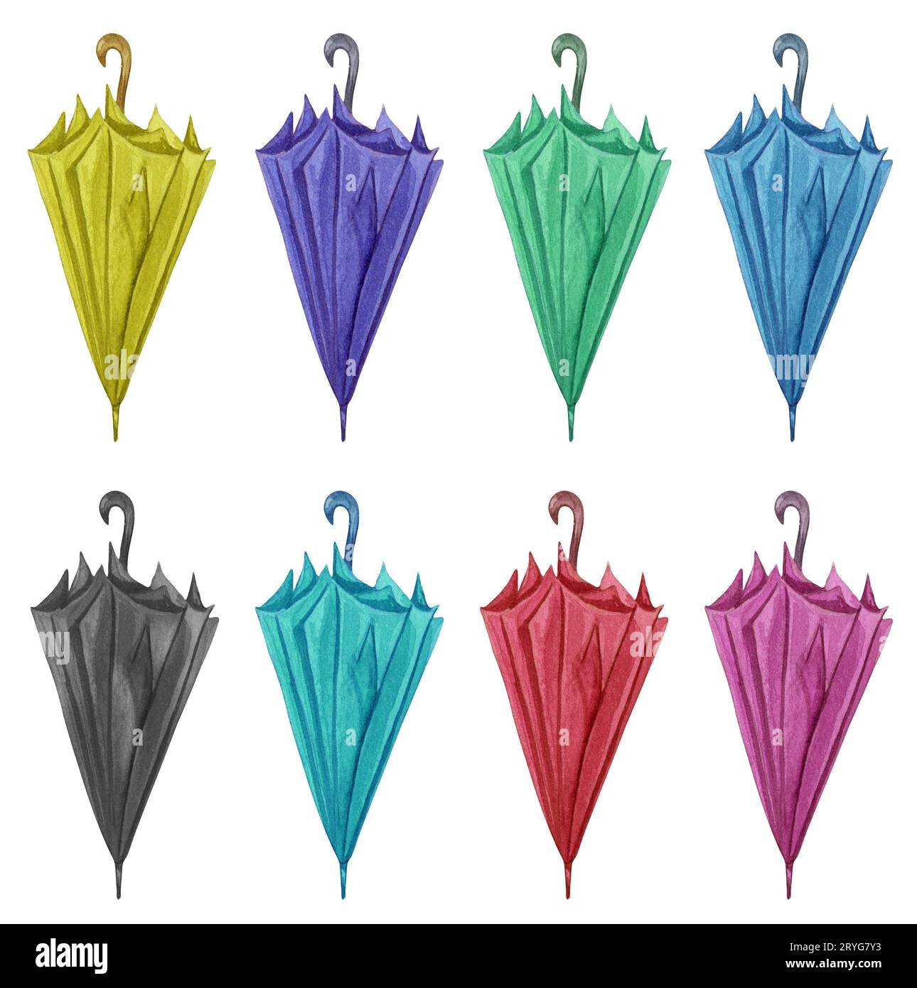 . Watercolor umbrella autumn background. Closed up umbrella. Design ...