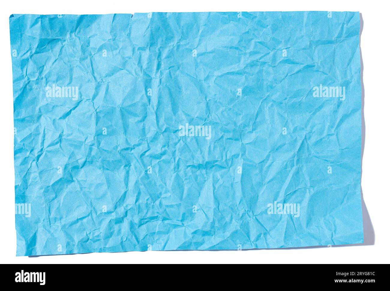 Blank Blue crumpled paper sheet isolated on white. Template Mock up ...