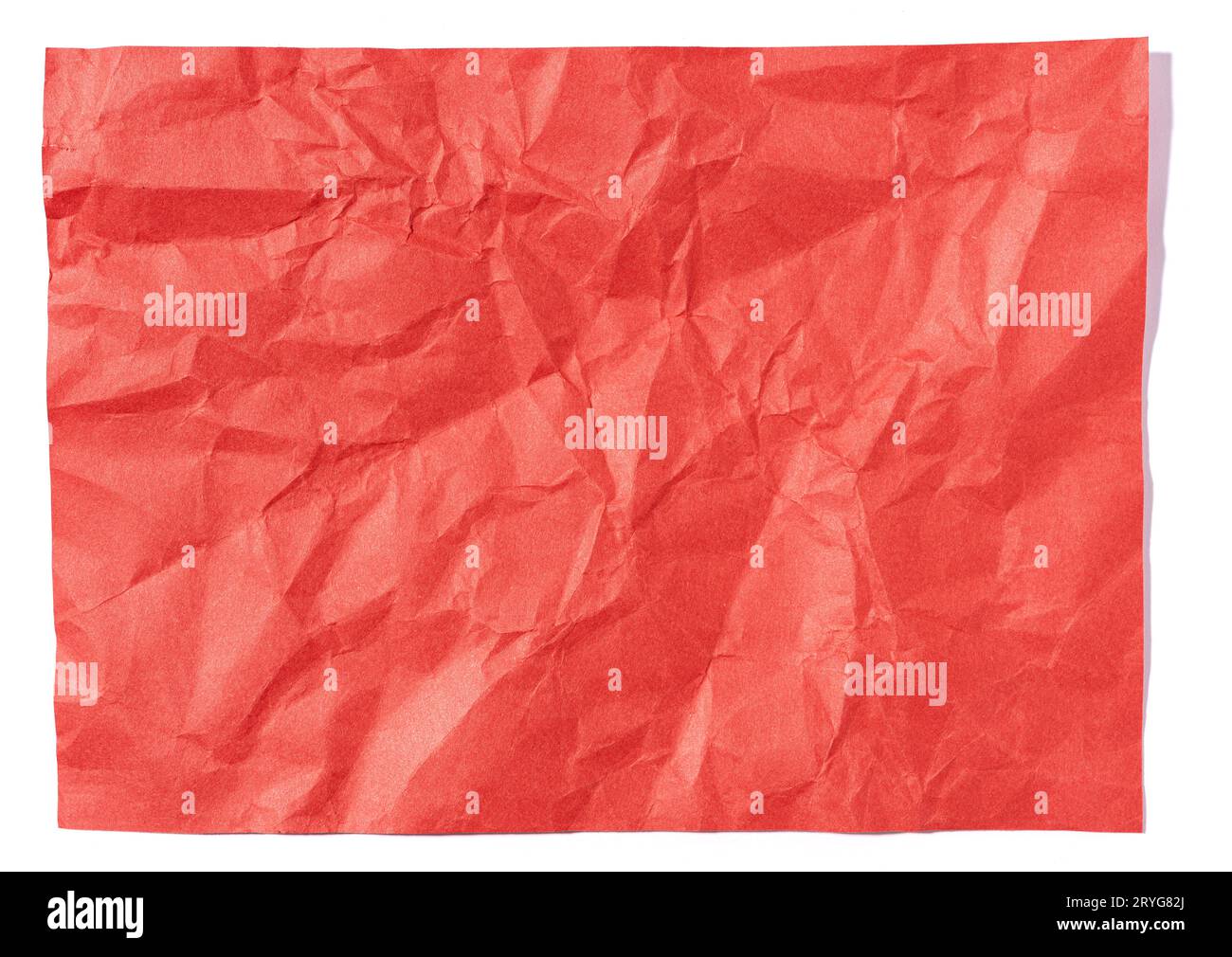 Blank red crumpled paper sheet isolated on white. Template Mock up ...