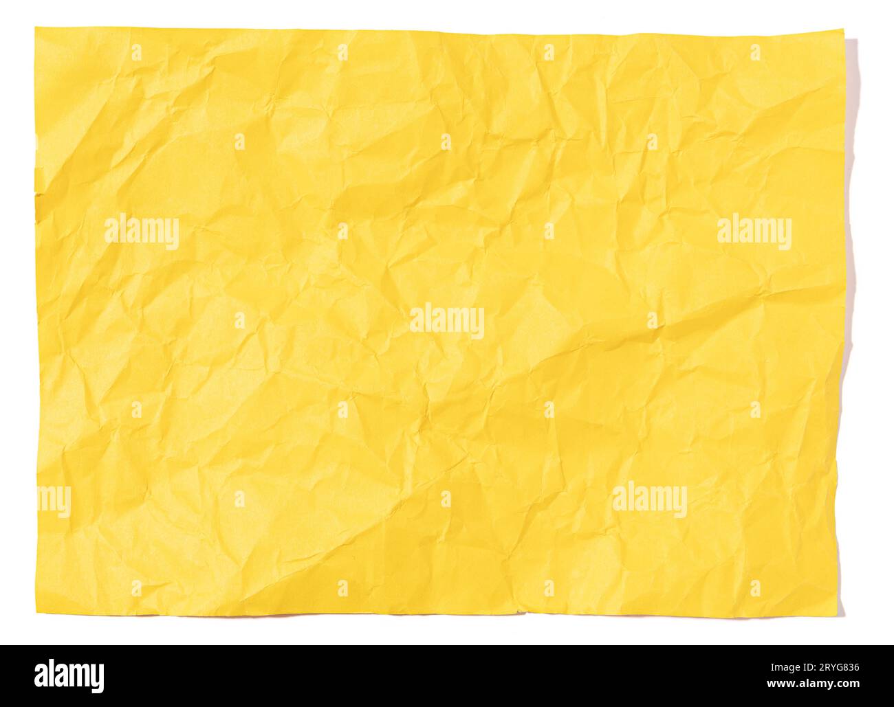 Blank Yellow crumpled paper sheet isolated on white. Template Mock up ...