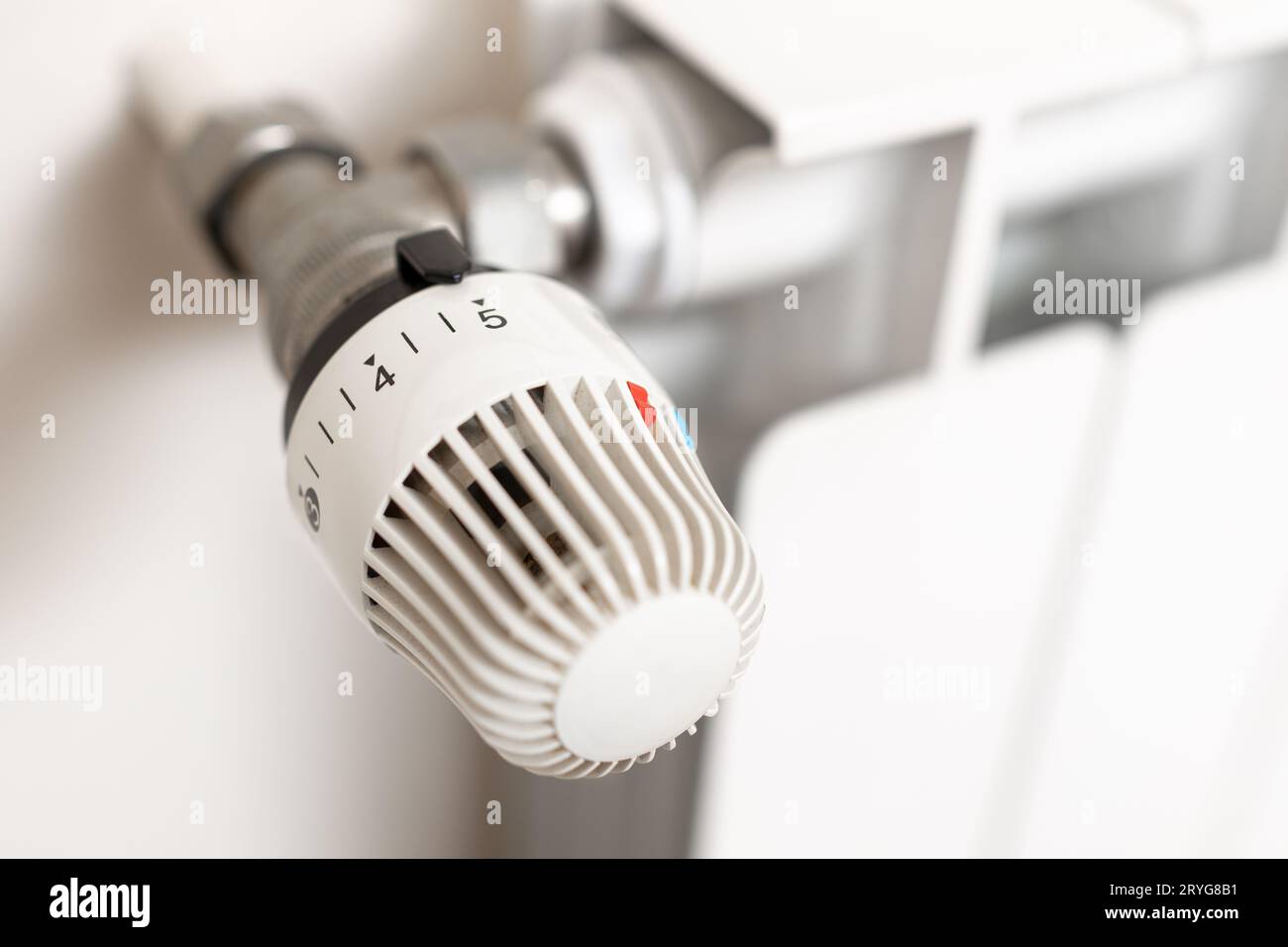 Close up of heating radiator thermostat showing maximum temperature ...