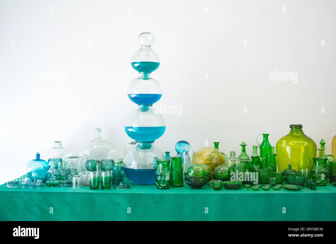 Mexico City, CDMX, Mexico, A display of colorful glassware at Tamayo ...