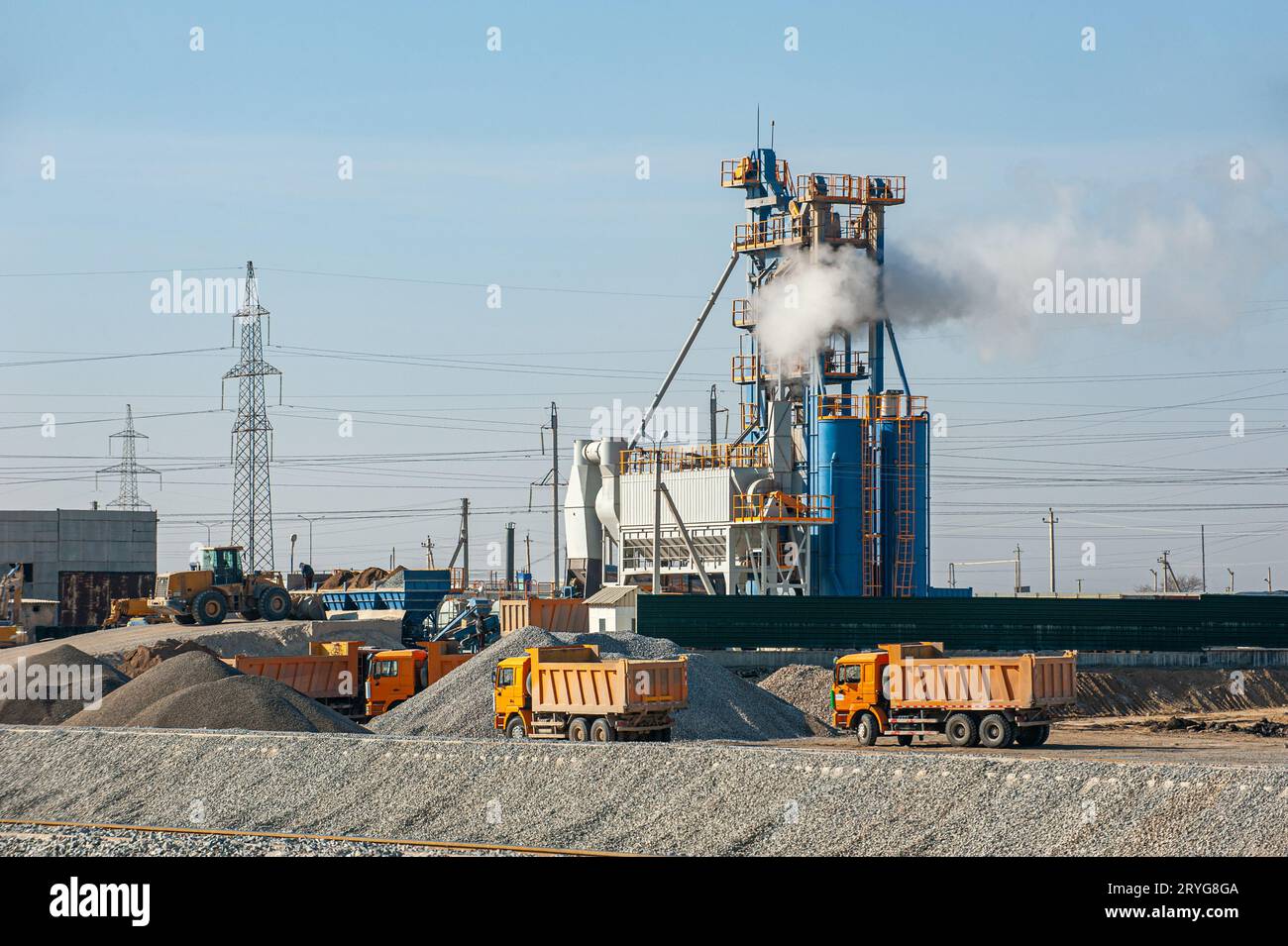 An oil and gas engineering and industrial construction. Panorama of the ...