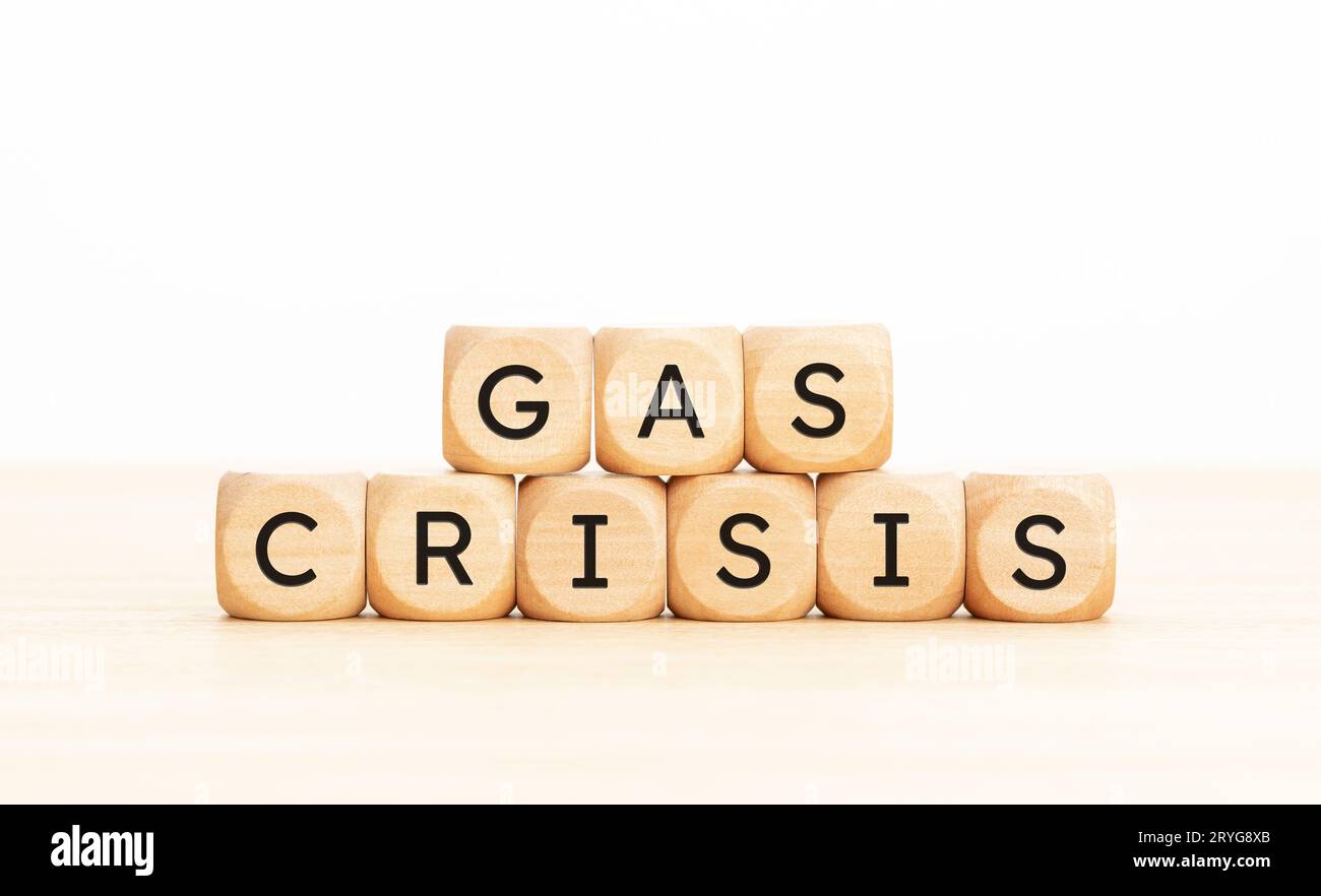 Gas crisis message on wooden block shape. Copy space Stock Photo - Alamy