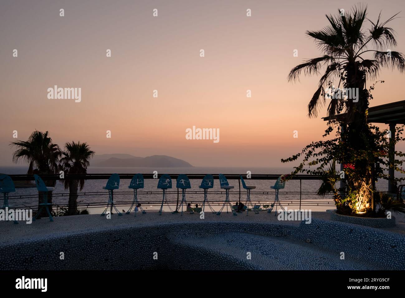 Ios, Greece - September 8, 2023 : View of an outdoor lounge bar with ...