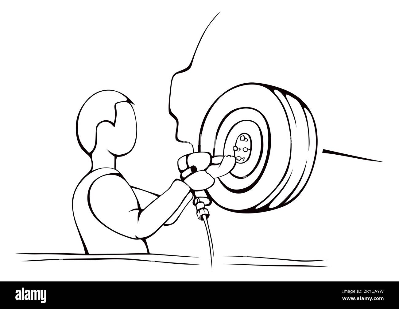 Auto mechanic replacing wheel with air wrench Stock Photo - Alamy