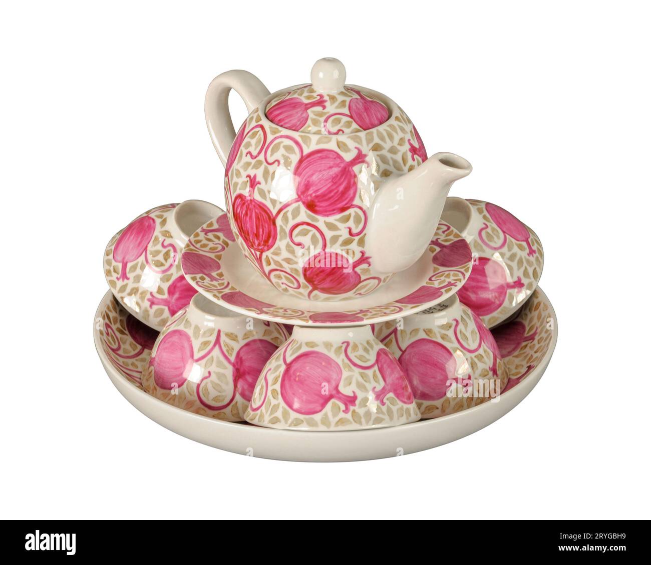 Elegant teapot and cups Cut Out Stock Images & Pictures - Alamy
