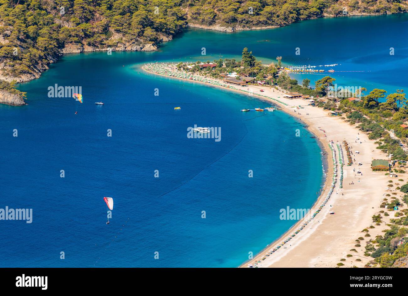 Panoramic view of Oludeniz beach and Blue lagoon, Fethiye, Turkey Stock ...