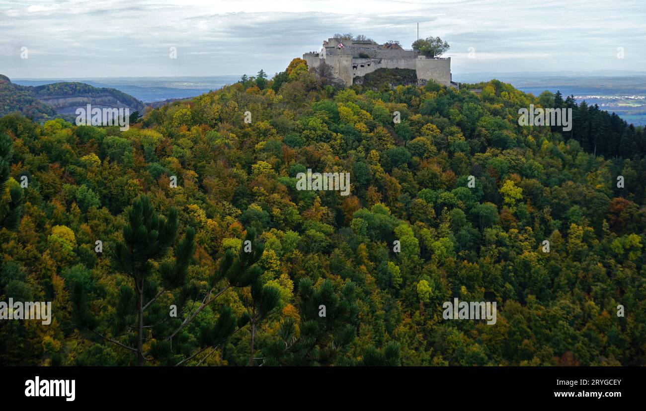 Hohenneuffen castle ruins; Swabian Alb, Baden Wuerttemberg, Germany ...