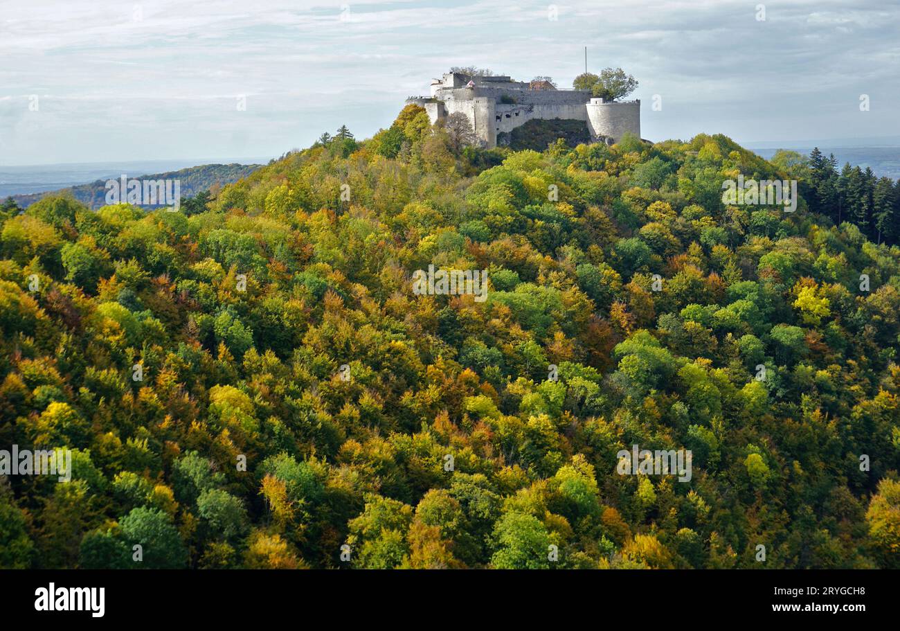 Hohenneuffen castle ruins; Swabian Alb, Baden Wuerttemberg, Germany ...