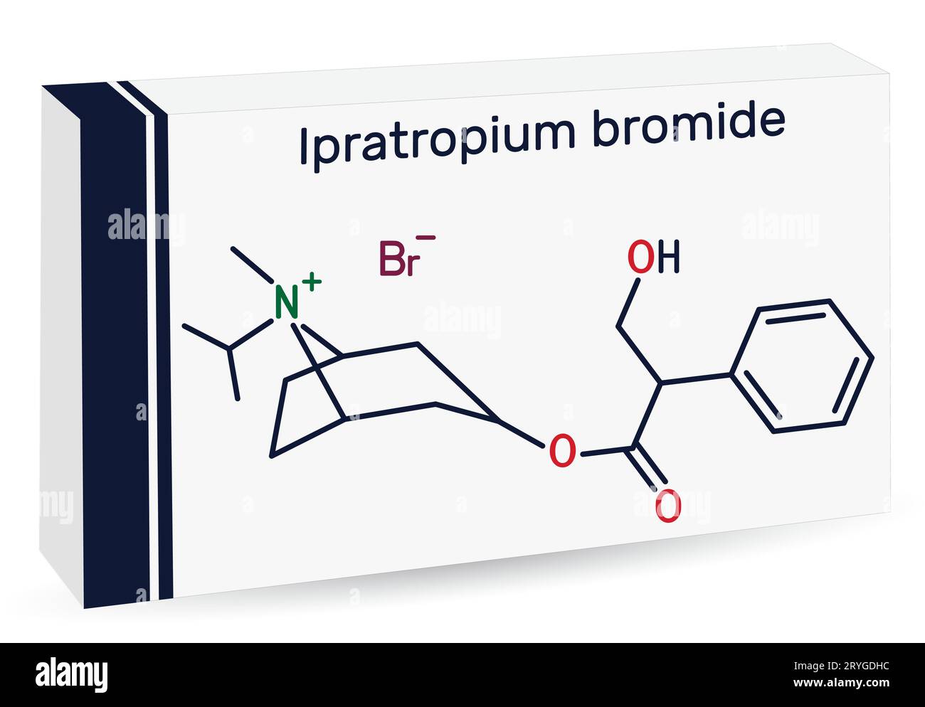 Ipratropium bromide molecule. It is bronchodilator, antispasmodic ...