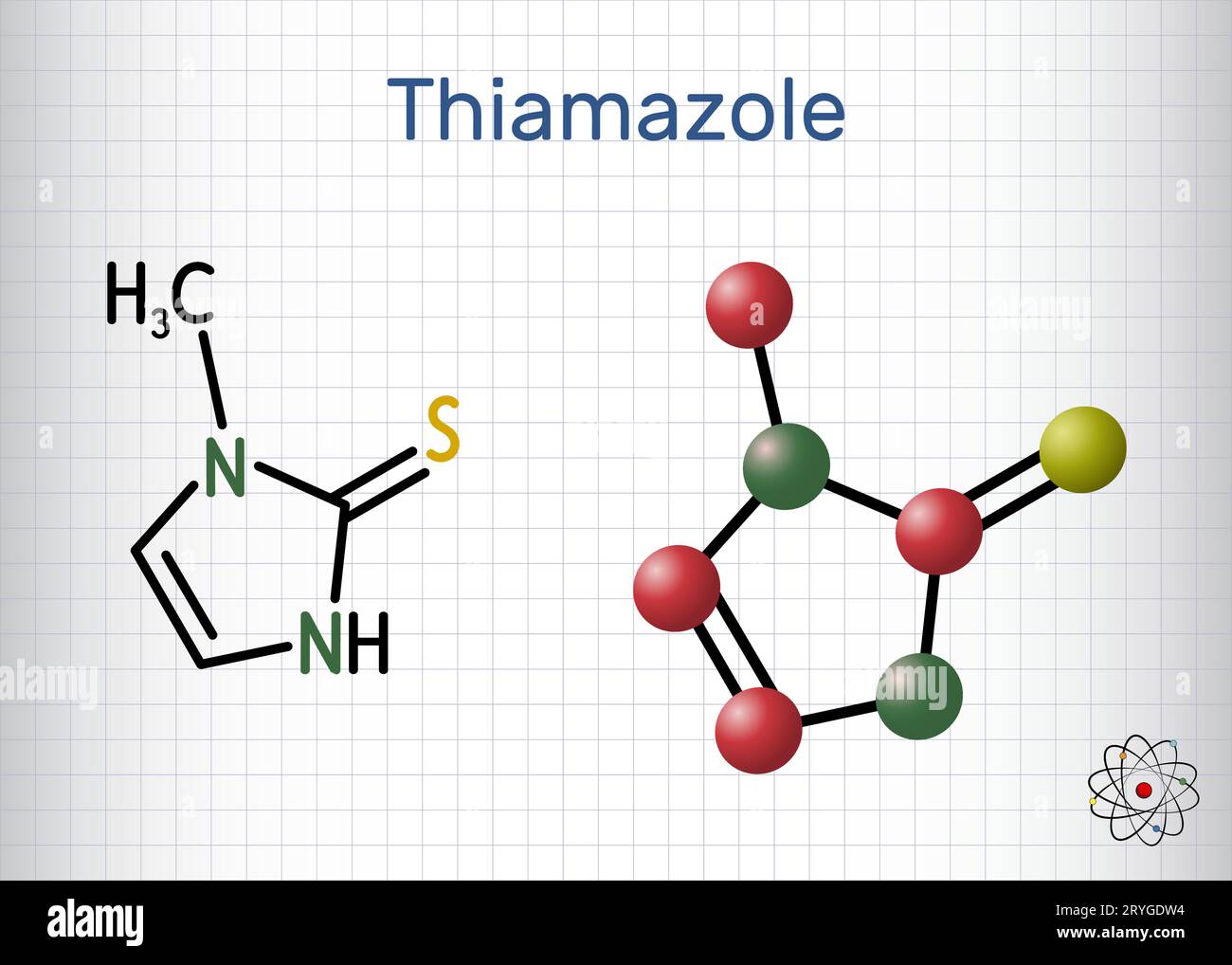 Thiamazole, methimazole molecule. It is hyperthyroidism drug ...