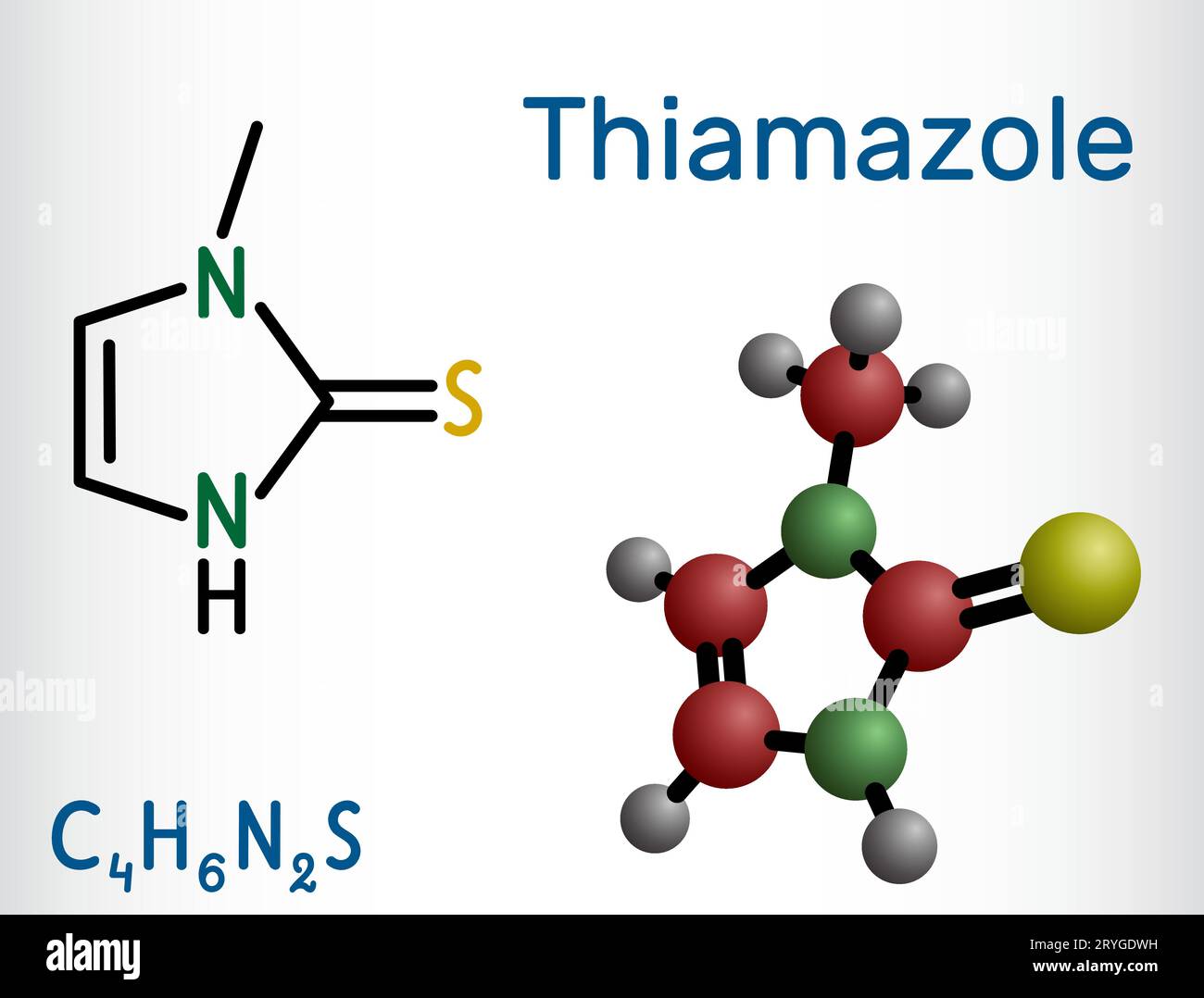 Thiamazole, methimazole molecule. It is hyperthyroidism drug ...