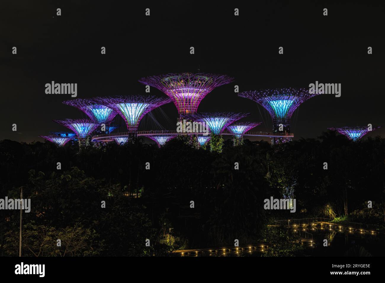 Gardens by the bay supertree light show Stock Photo - Alamy