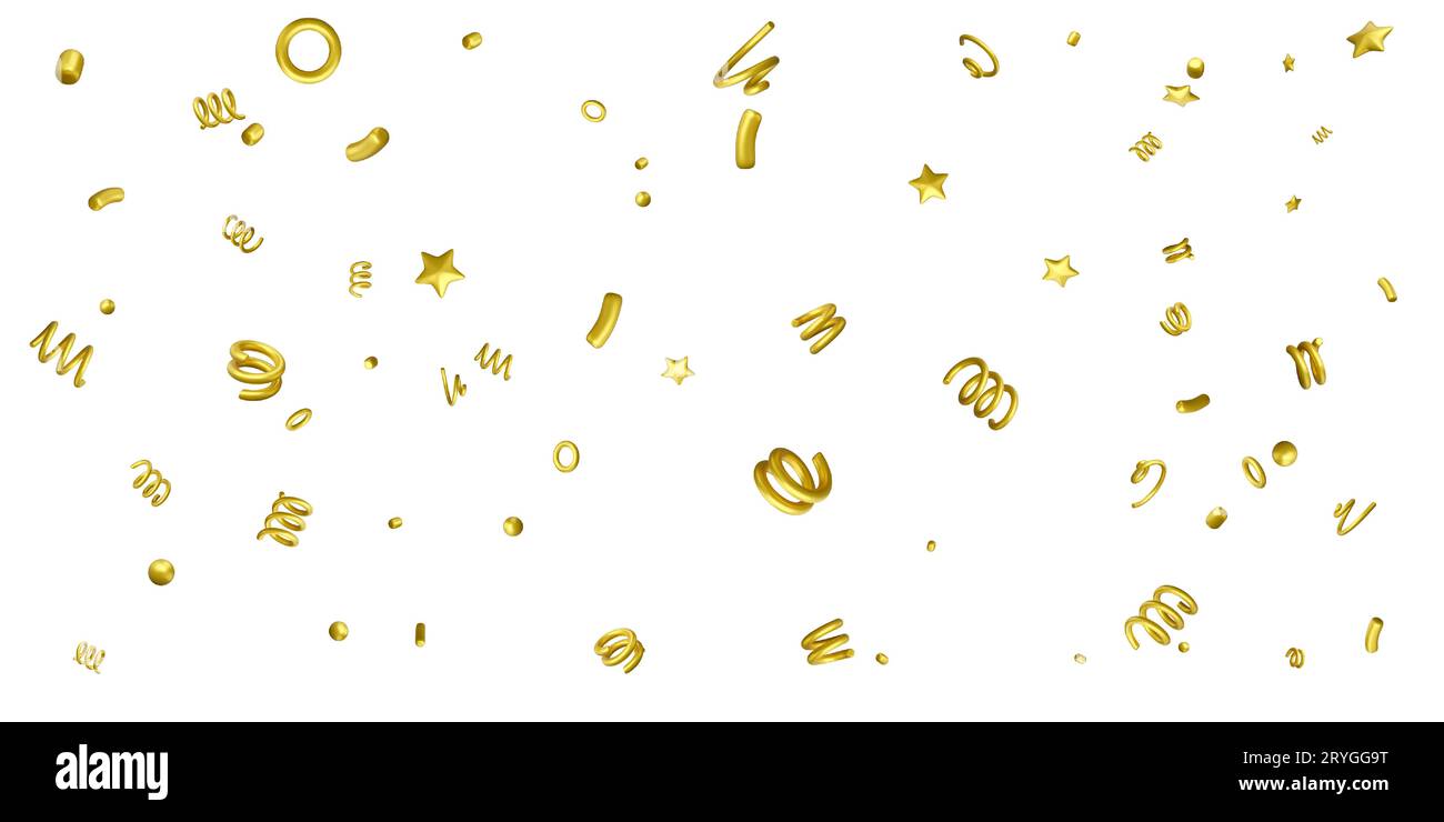 Confetti wallpaper. Golden ribbons stars and decor shape. Carnival and ...