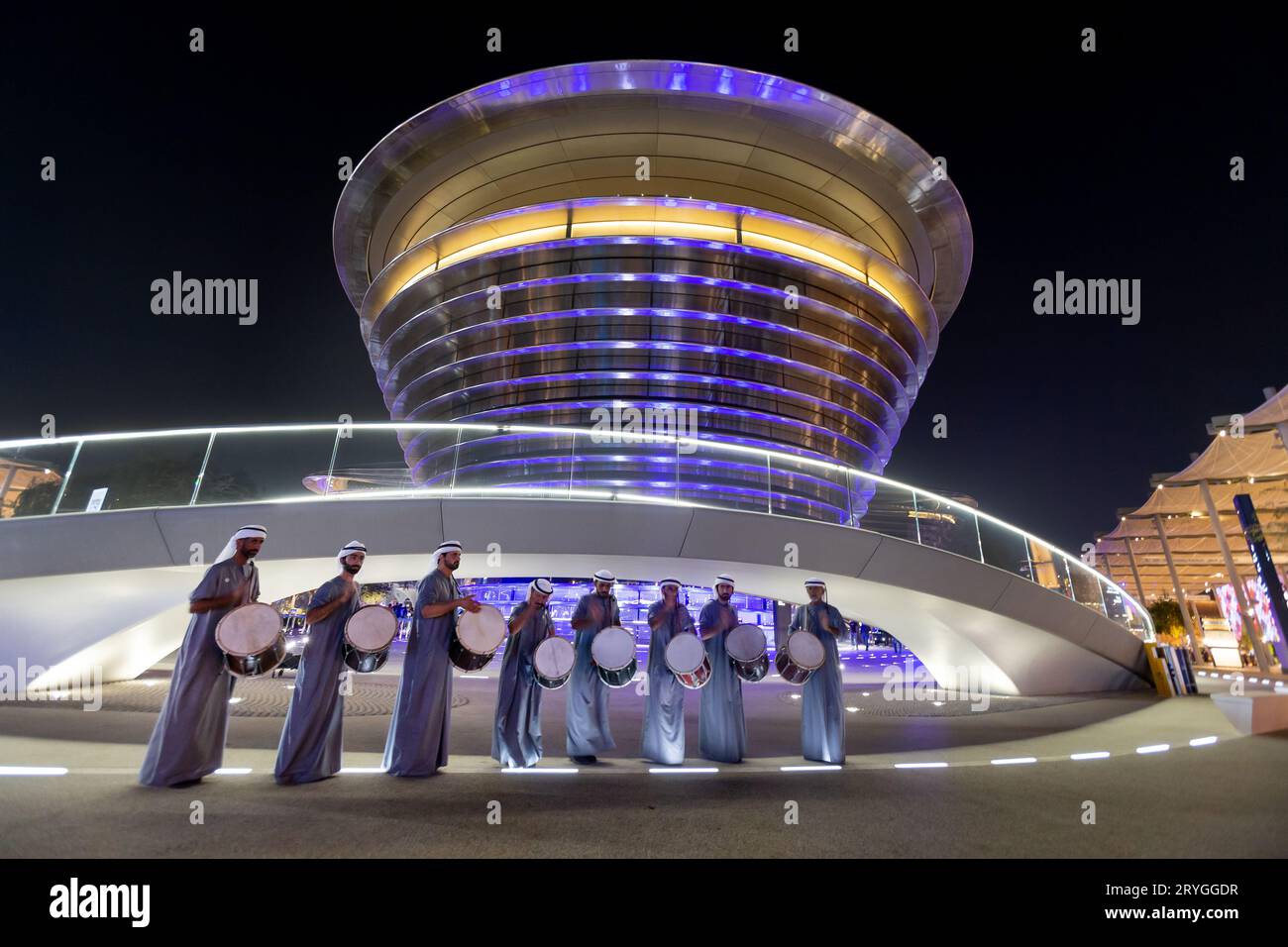 Dubai, UAE - March 3, 2022: Traditional Emirati performance next to ...