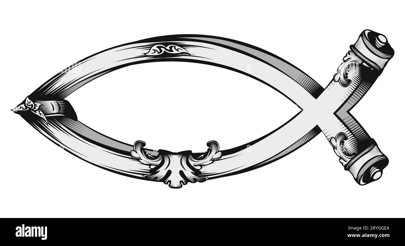 Decorative Fish christian symbol Stock Photo - Alamy