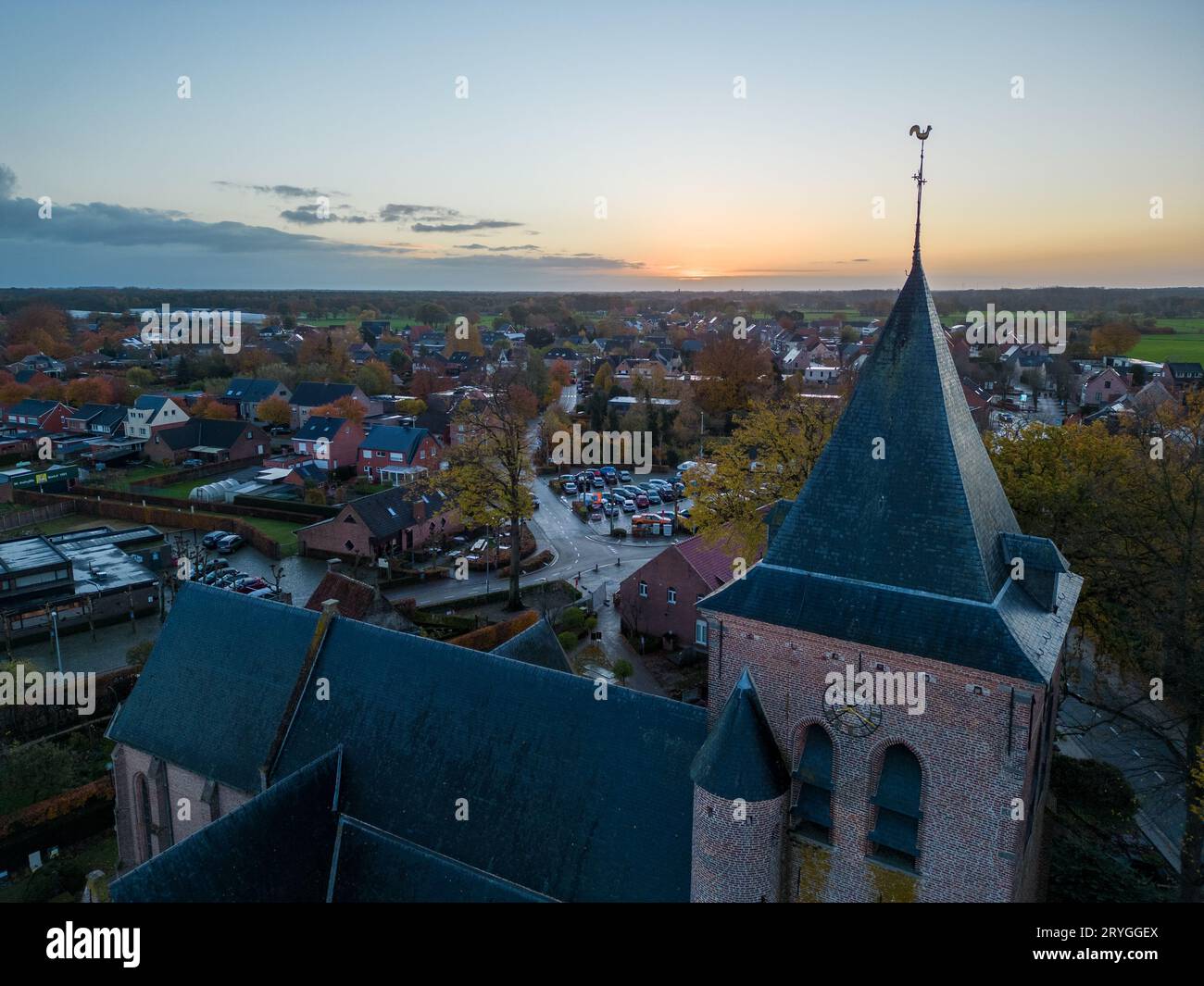Belgium, Wortel, Hoogstraten, 24 november 2022, Aerial drone photo of ...