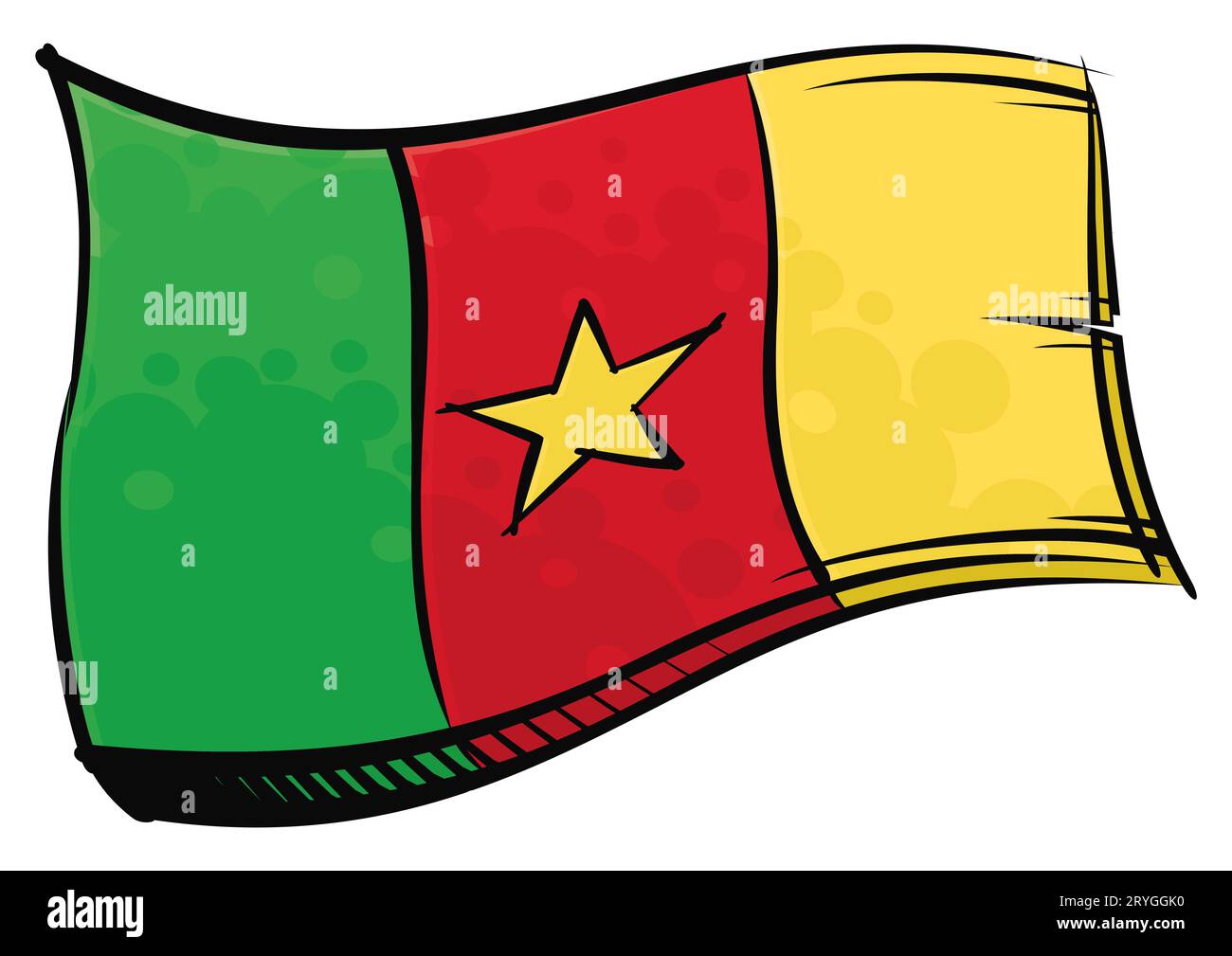 Painted Cameroon flag waving in wind Stock Photo - Alamy