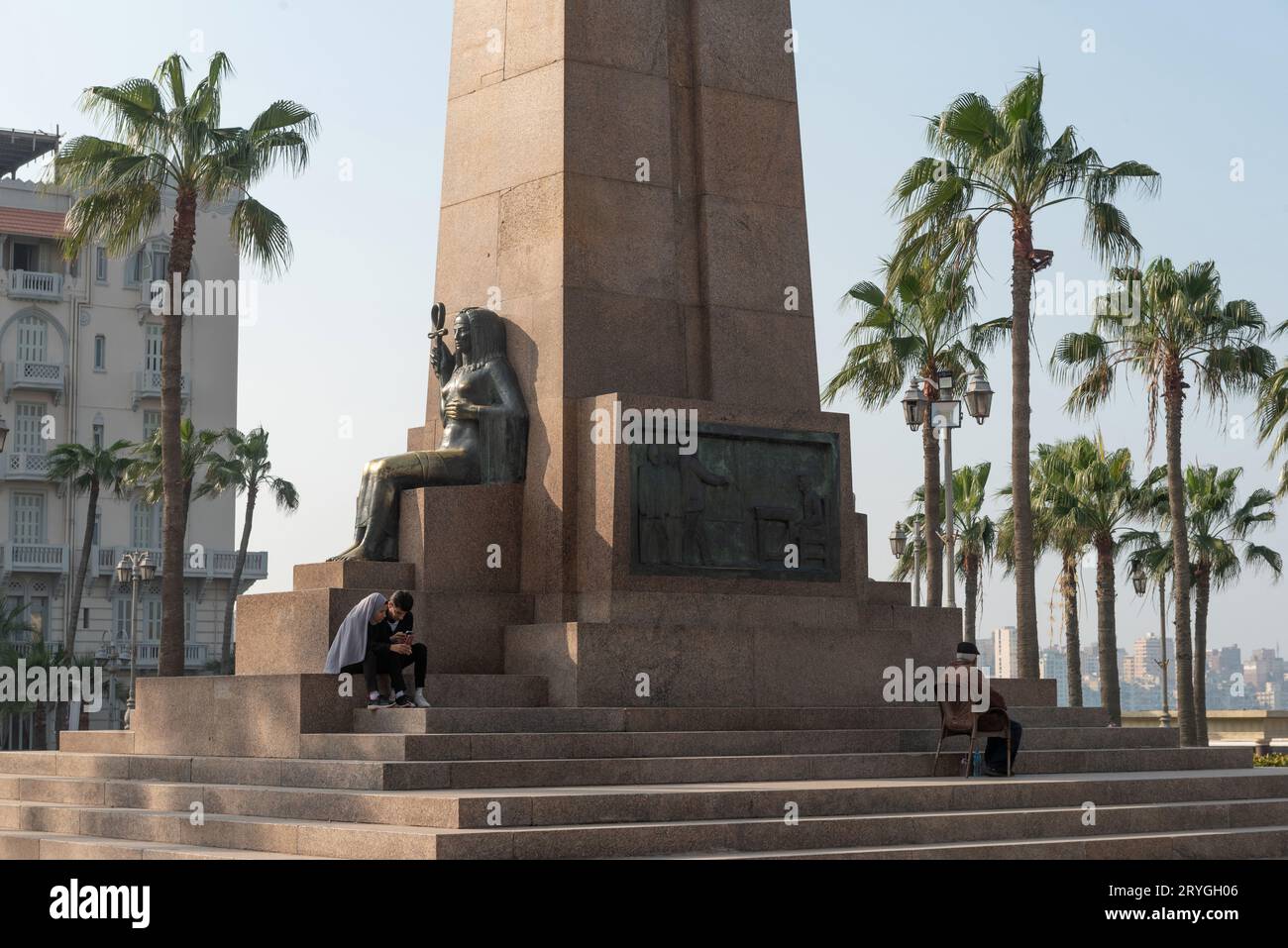 Monument of Egyptian revolutionary statesman Saad Zaghloul pasha with ...