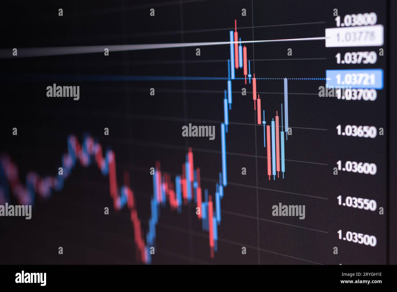 Stock market graph chart background. Blue and red Candle stick graph on ...