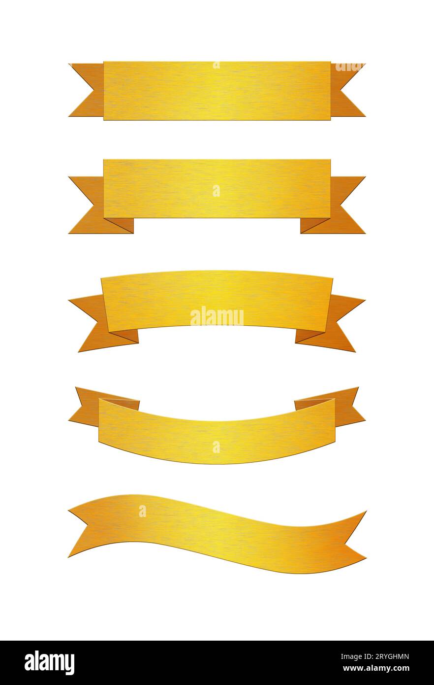 Set of gold metal ribbon banners Stock Photo - Alamy