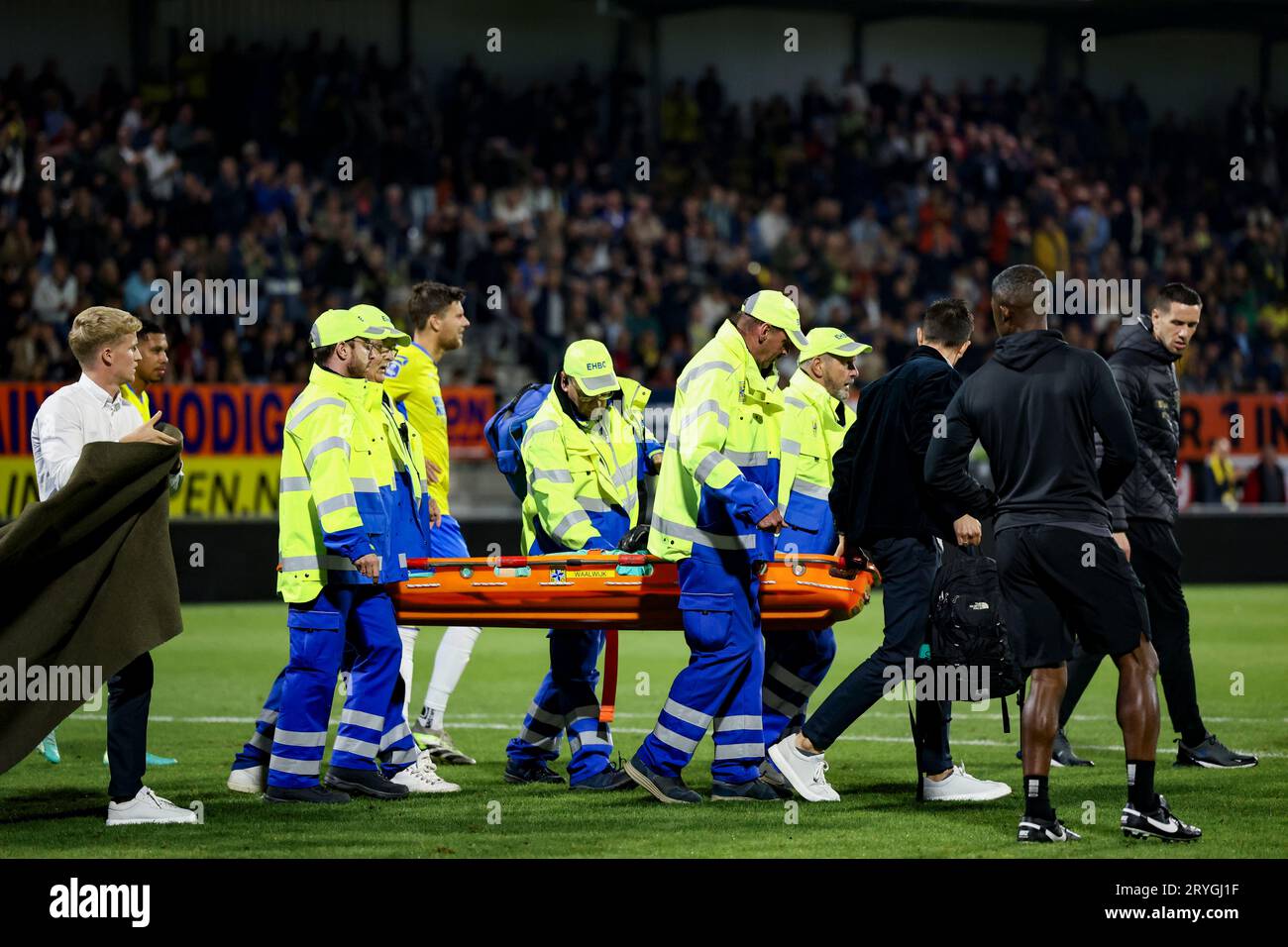 WAALWIJK, NETHERLANDS - SEPTEMBER 30: Goalkeeper Etienne Vaessen (RKC Waalwijk) leaves the field ...