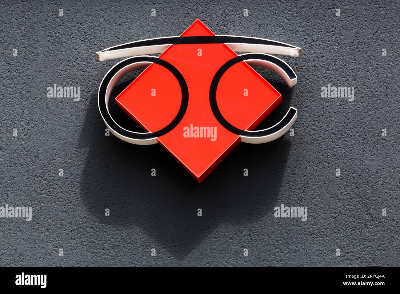 Optical Center logo on a wall. Optical Center is a French company ...