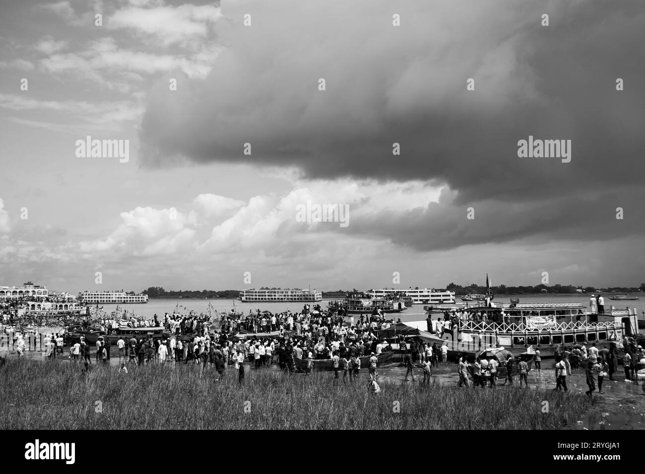 Traditional boat station, people's lifestyle, and cloudy sky ...