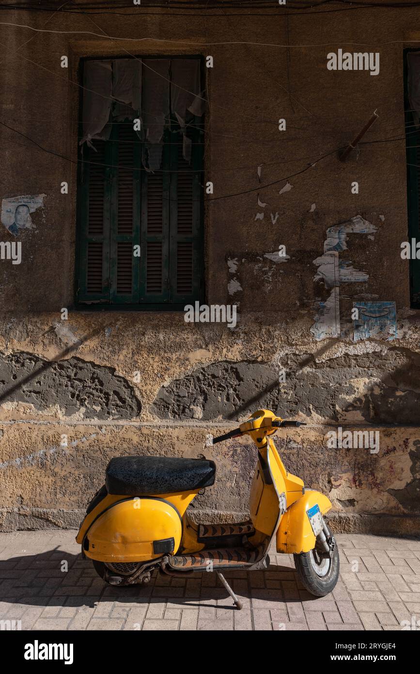 Alexandria, Egypt. 03rd Dec, 2022. Trendy yellow motor scooter parked ...