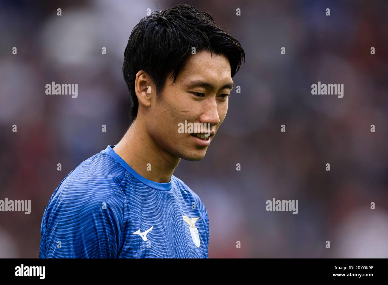 Daichi Kamada of SS Lazio looks on during warm up prior to the Serie A ...