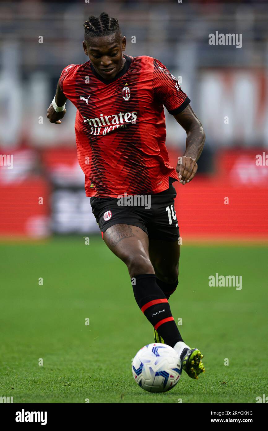 Rafael Leao of AC Milan in action during the Serie A football match ...