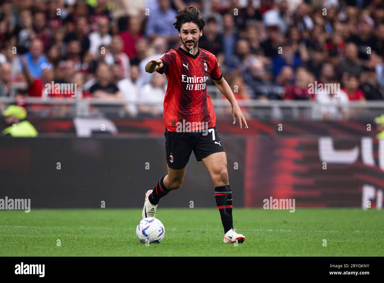 Yacine Adli of AC Milan in action during the Serie A football match ...