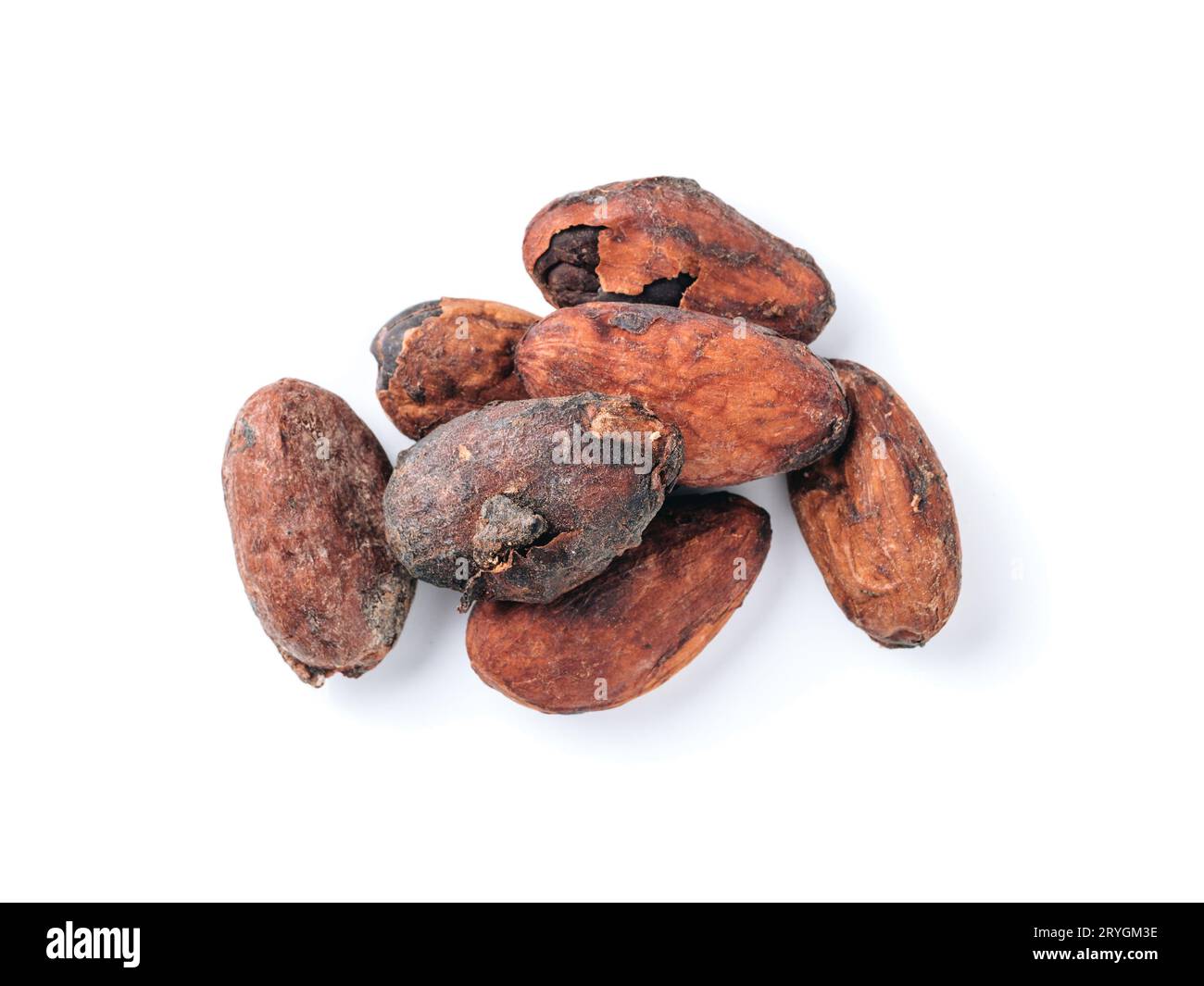 Raw cacao beans isolated white Stock Photo - Alamy