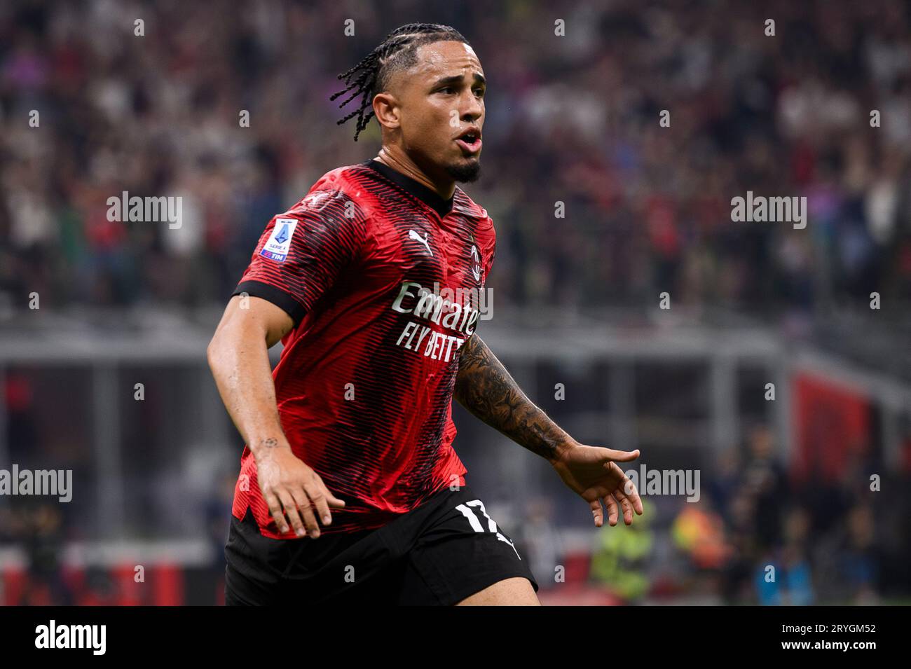 Noah Okafor of AC Milan celebrates after scoring a goal during the ...