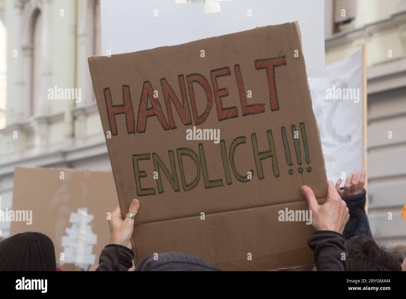 Climate demonstration and protest against global warming Stock Photo ...