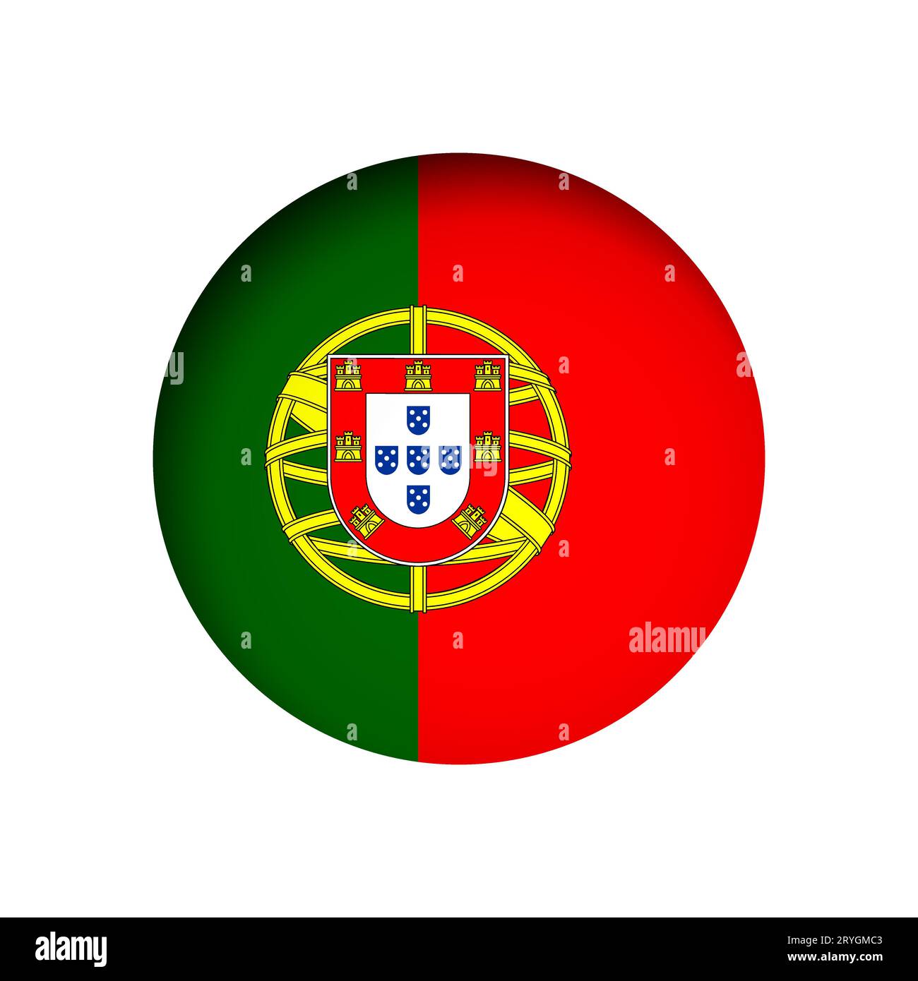 Portugal flag - behind the cut circle paper hole with inner shadow ...