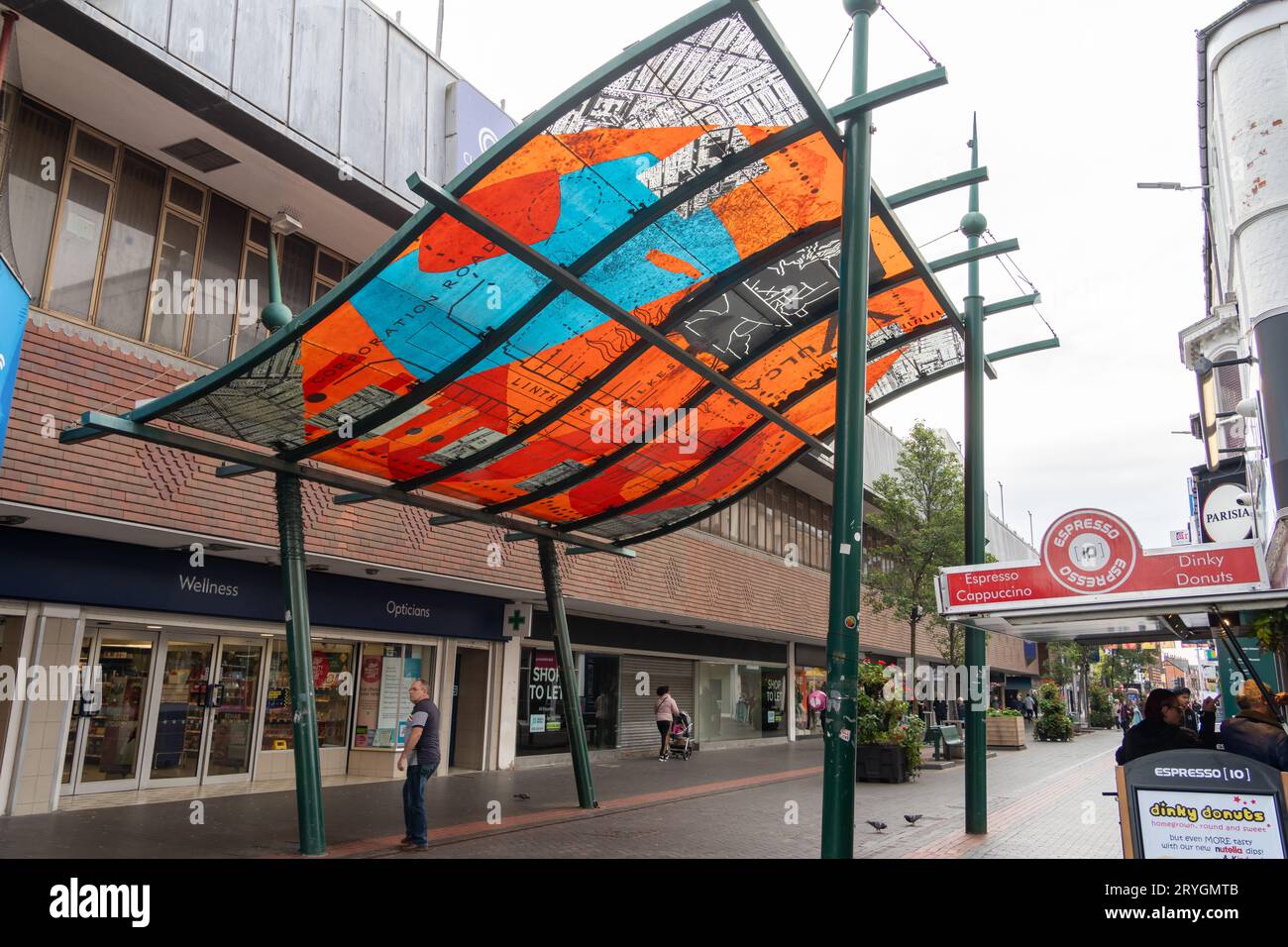 Iconic artwork awning on Linthorpe Road - the main shopping and retail ...