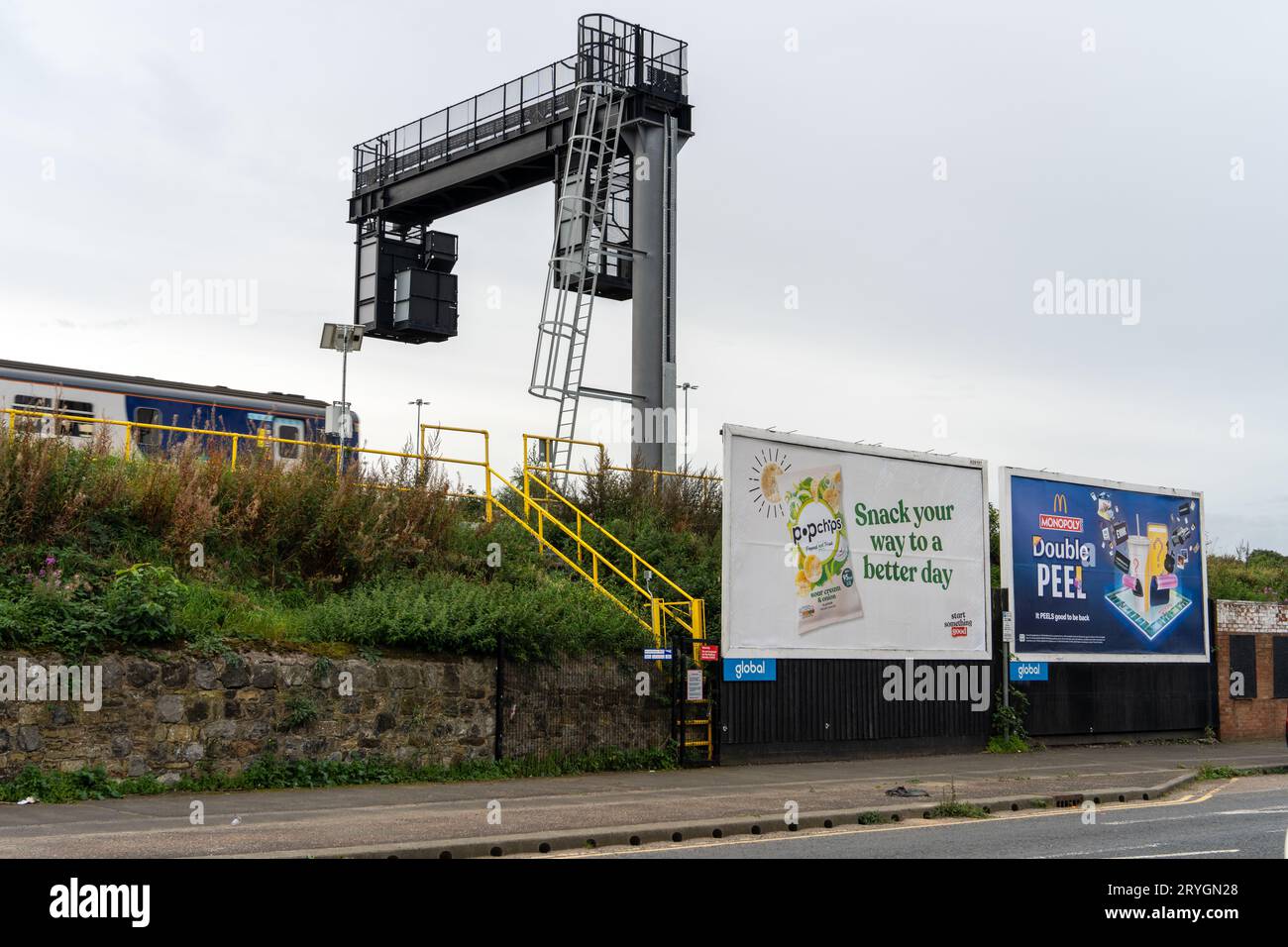 View of a train on the train line passing Middlesbrough UK's North Road ...
