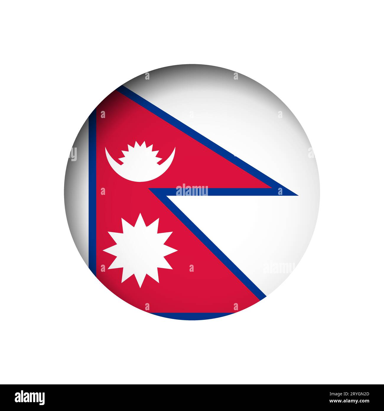 Nepal flag - behind the cut circle paper hole with inner shadow Stock ...