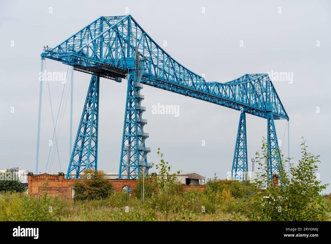 The iconic Tees Transporter Bridge in the town of Middlesbrough, UK ...