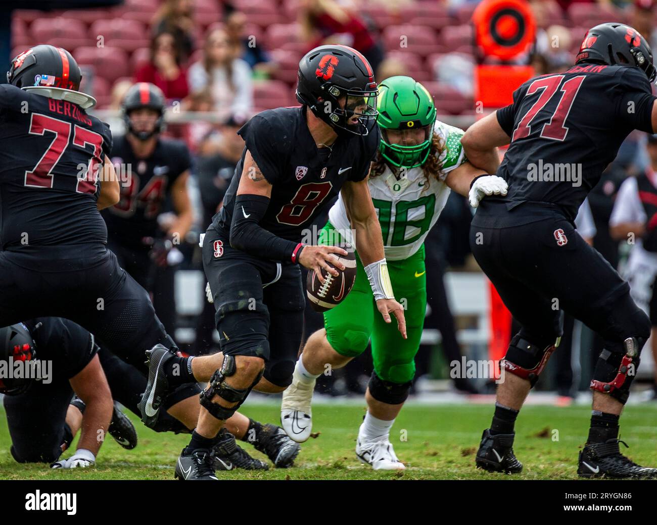 September 30 2023 Palo Alto, CA USA Stanford quarterback Justin Lamson (8)looks for a open ...