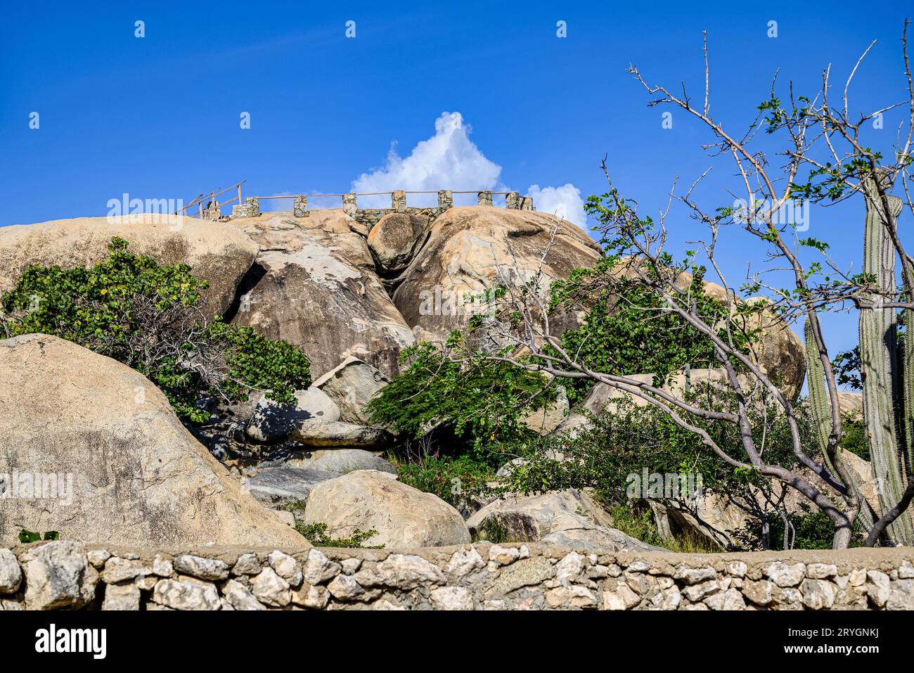 A park on the Caribbean island of Aruba at the Casibari Rock Formations ...