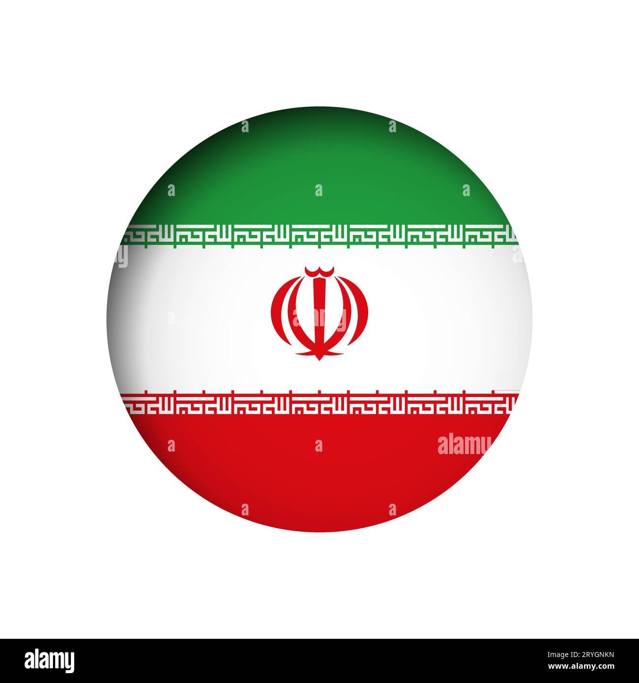 Iran flag - behind the cut circle paper hole with inner shadow Stock ...
