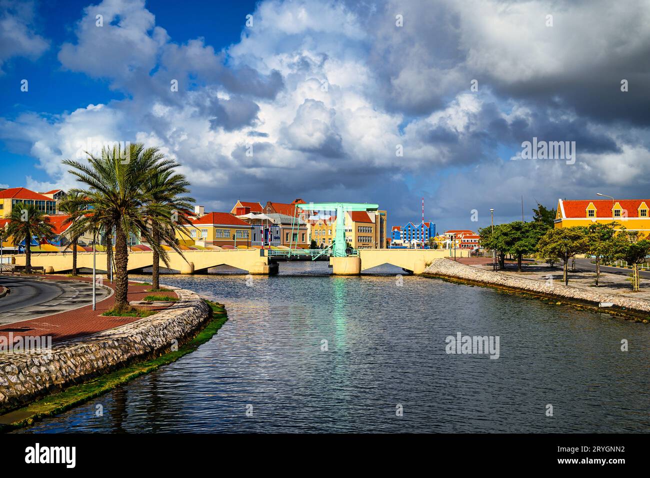 A view of a bridge in Willemstad on Curacao Stock Photo - Alamy