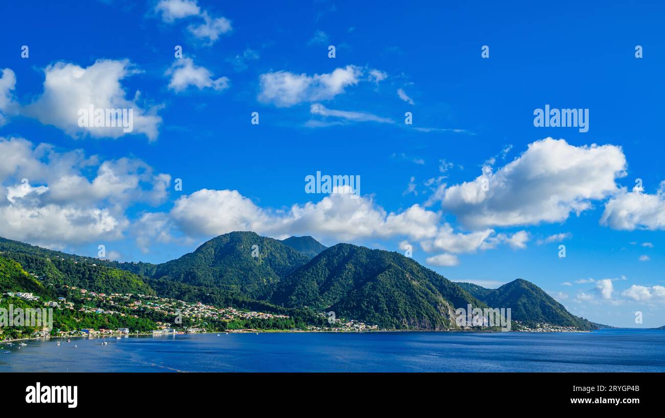A view of the Dominica coast and the jungle Stock Photo - Alamy