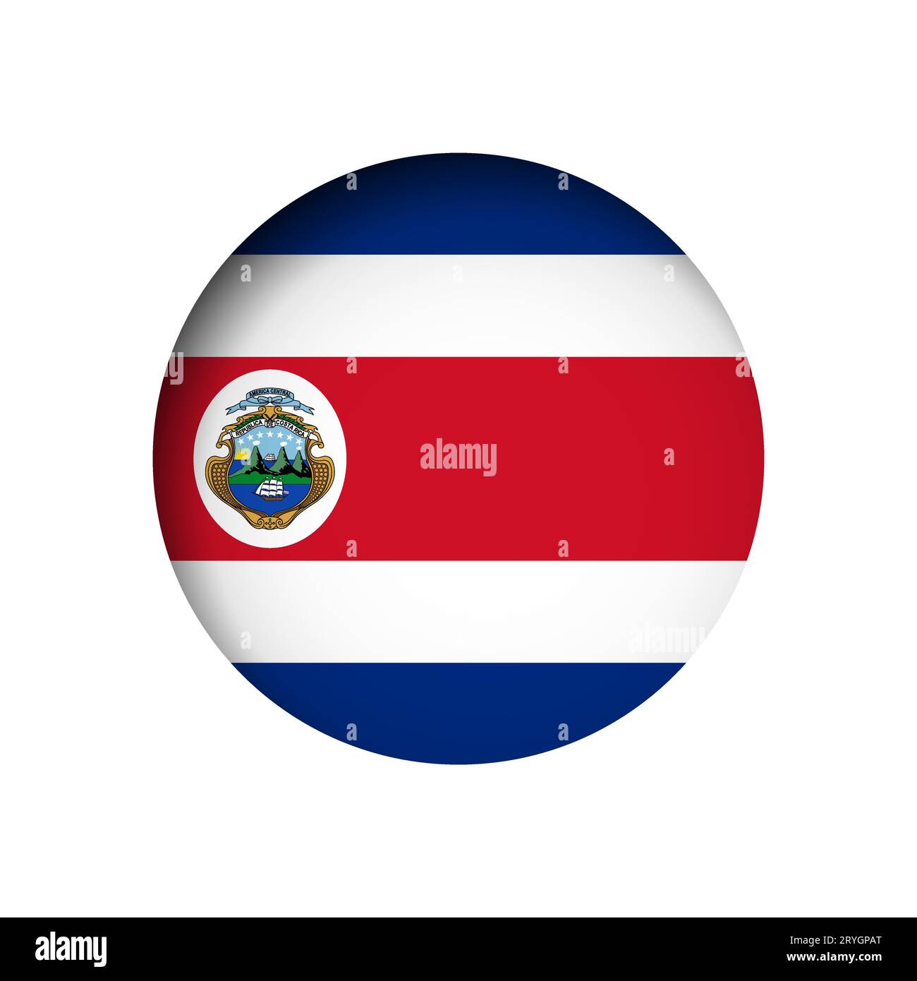 Costa Rica flag - behind the cut circle paper hole with inner shadow ...