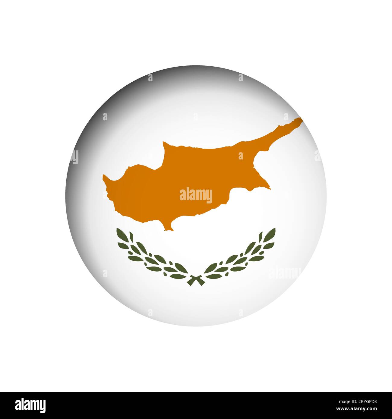 Cyprus flag - behind the cut circle paper hole with inner shadow Stock ...