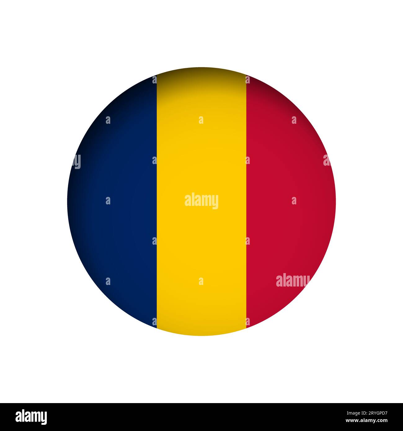 Chad flag - behind the cut circle paper hole with inner shadow Stock ...